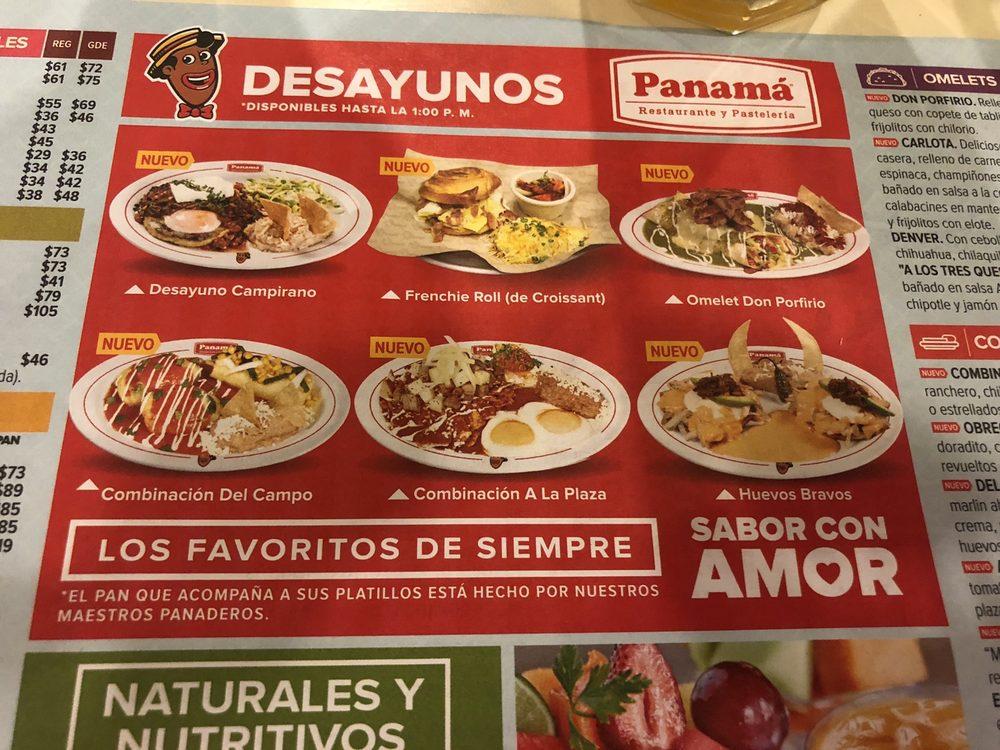 Menu at Panama restaurant, Culiacán, Calle Francisco Villa 51 Col. Centro