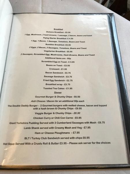 Menu at Tiny Tim's Of Rochester cafe, Rochester