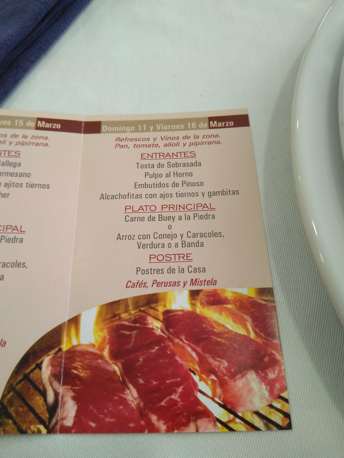 Menu at El Timón Restaurante, Pinoso