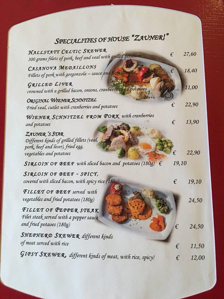 Speisekarte von Seewirt - Zauner restaurant, Hallstatt