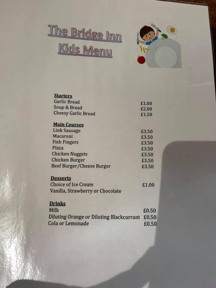 Menu at The Bridge Inn pub & bar, Bonnybridge