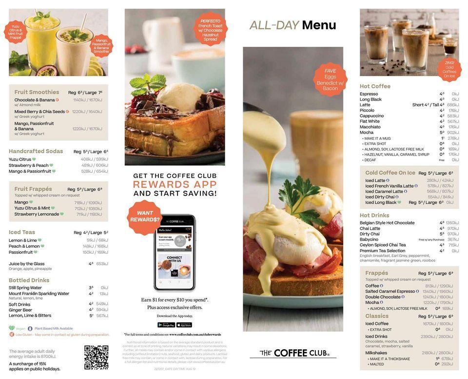 Menu at The Coffee Club, Ayr