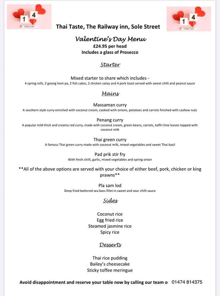 Menu at Railway Inn pub & bar, Gravesend, Sole St