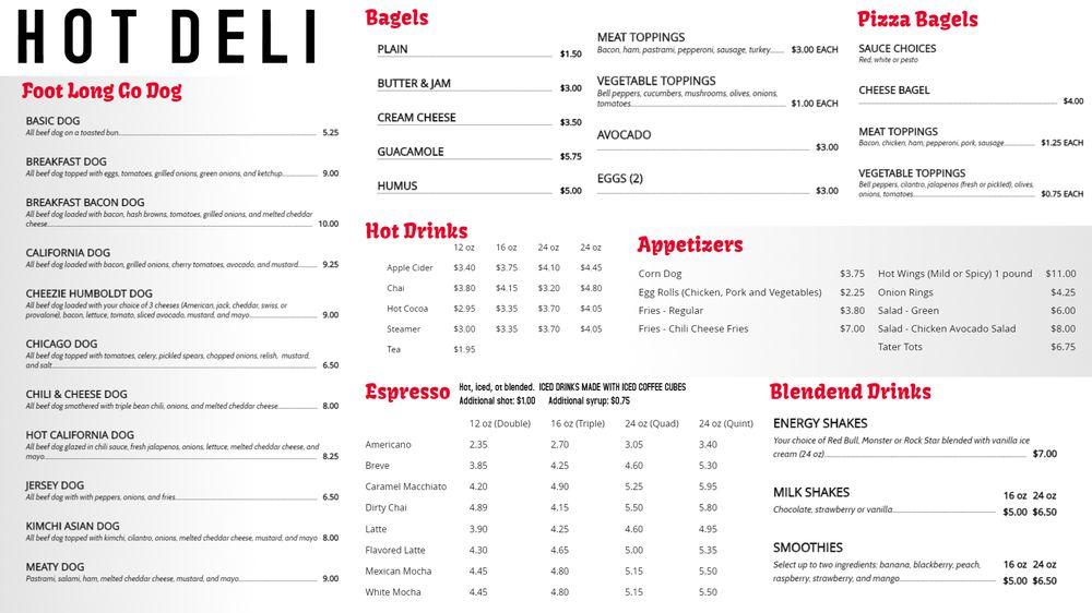 Menu at Hot Deli restaurant, Fortuna