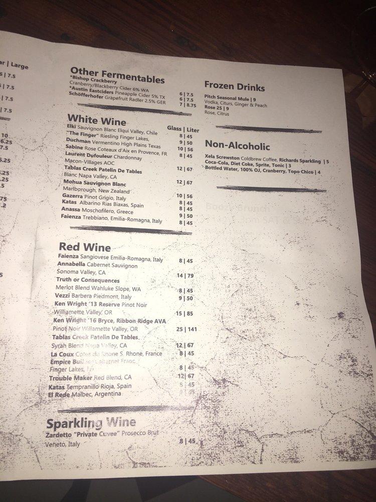Menu at Pitch 25 pub & bar, Houston, Walker St