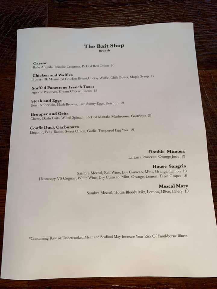 Menu at The Bait Shop pub & bar, Valparaiso