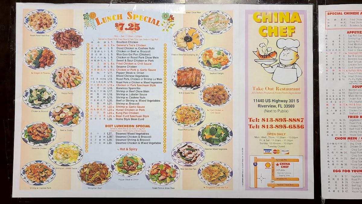Menu at China Chef restaurant, Riverview