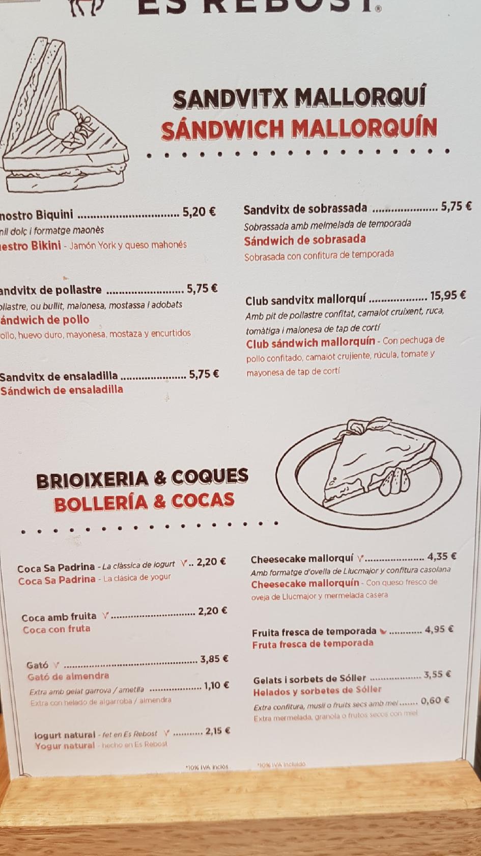 Carta del restaurante Es Rebost, Palma del Mallorca, Palma del Mallorca ...