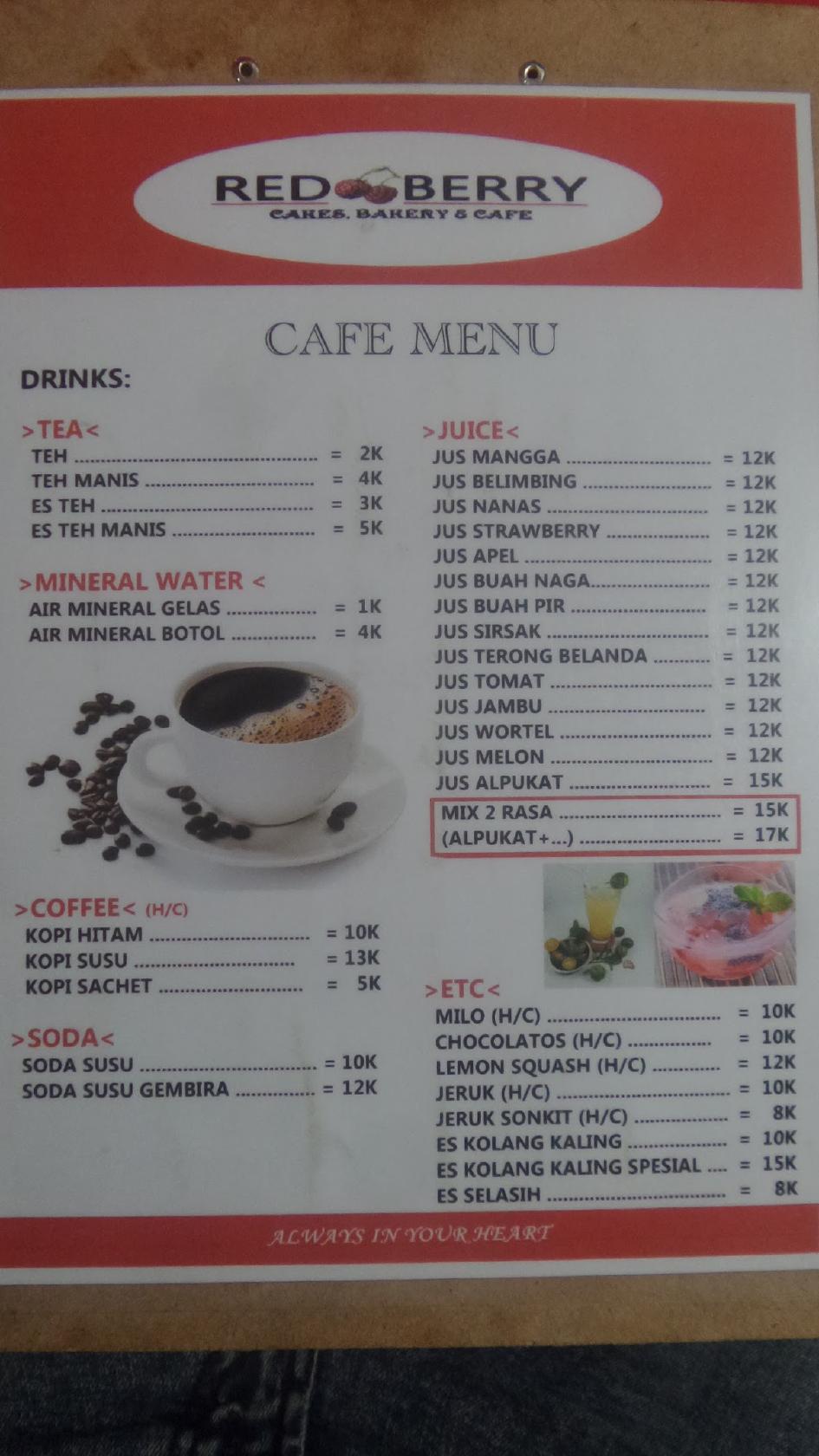 Menu at Red Berry (Cakes, Bakery & Cafe), West Jakarta