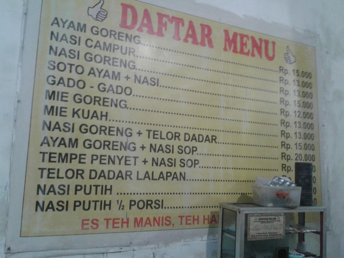 Menu at Sari Laut Pak Budi restaurant, Makassar