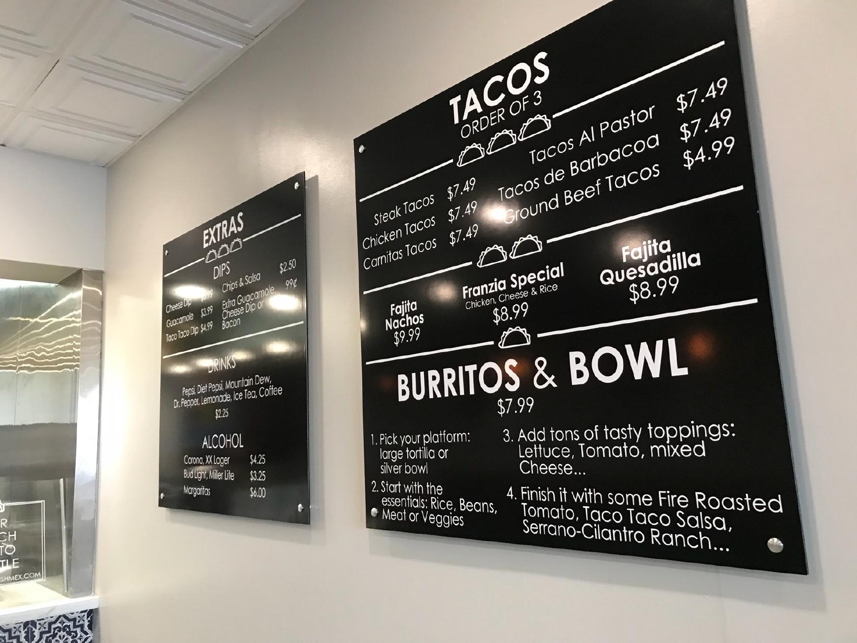 Menu at Taco Taco Fresh Mex restaurant, Poplar Bluff, N Westwood Blvd