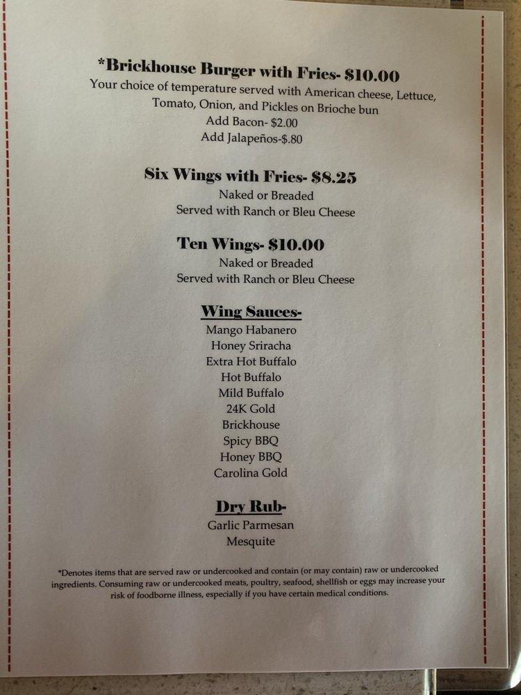 Menu at The Brick Bar, Fuquay Varina