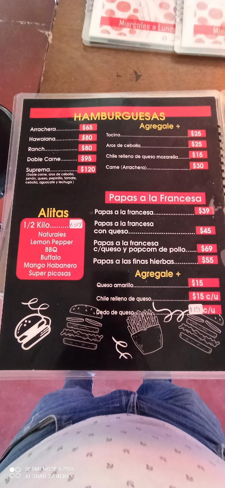 Carta del restaurante Chicho Pizzas, Arteaga