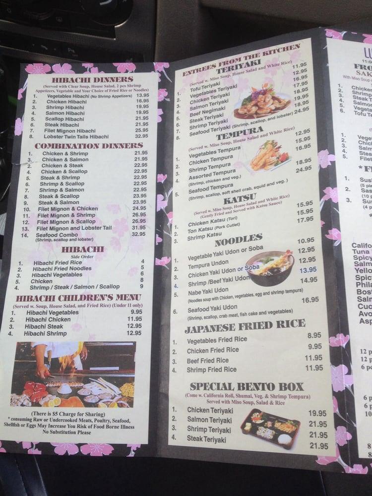 Menu at Sakura restaurant, Riverhead