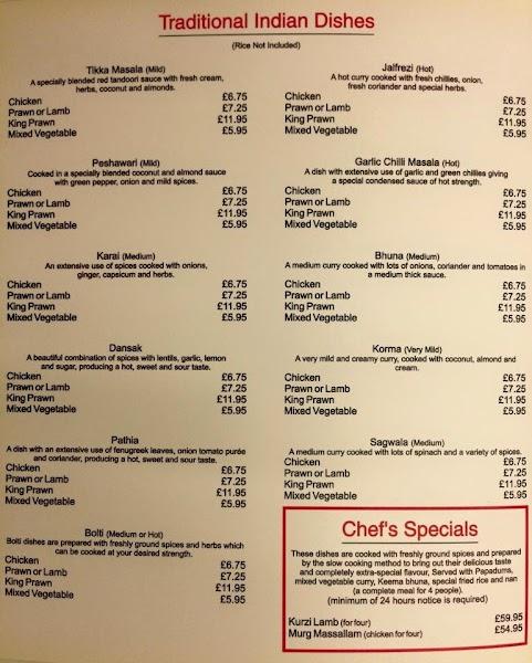 Menu at Spice Cottage restaurant, Cheddar