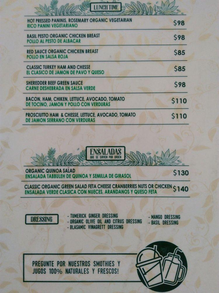 Menu at Café Calafia, San José del Cabo