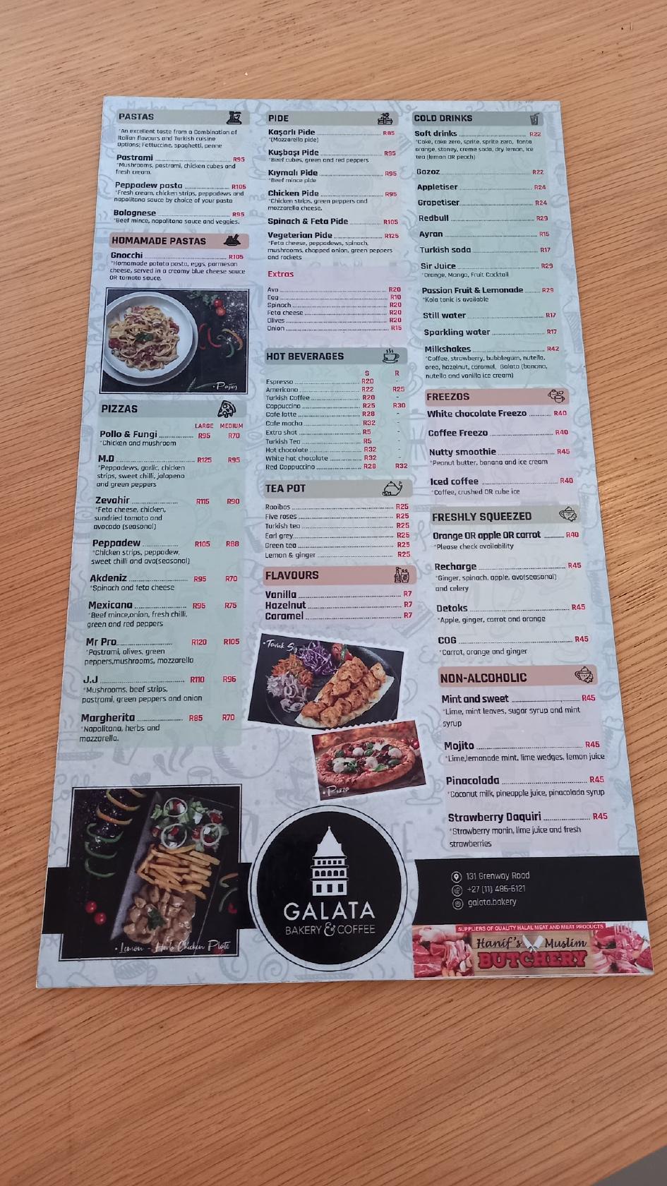 Menu at Galata Bakery And Restaurant, Randburg