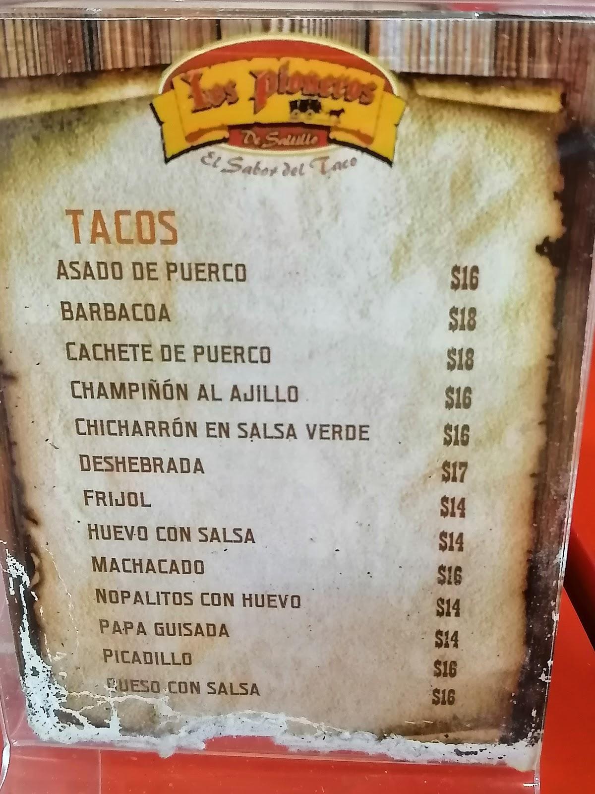 Carta del restaurante Los Pioneros, Saltillo, Carr. Monterrey ...