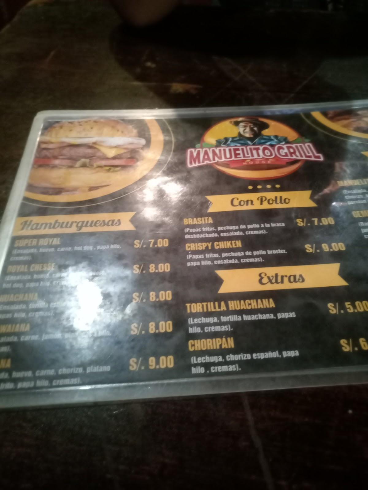 Menu at Manuelito Grill restaurant, Talara