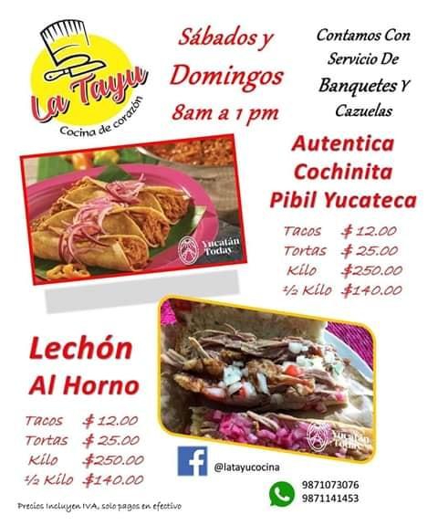 Menu at La tayu, Cunduacán