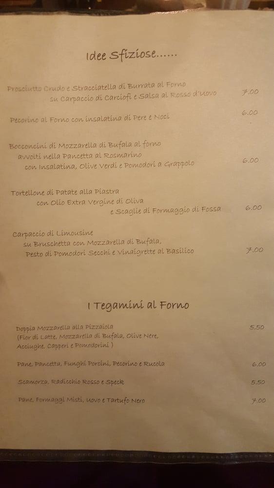 Menu da Ristorante La Tana Degli Orsi, Pratovecchio