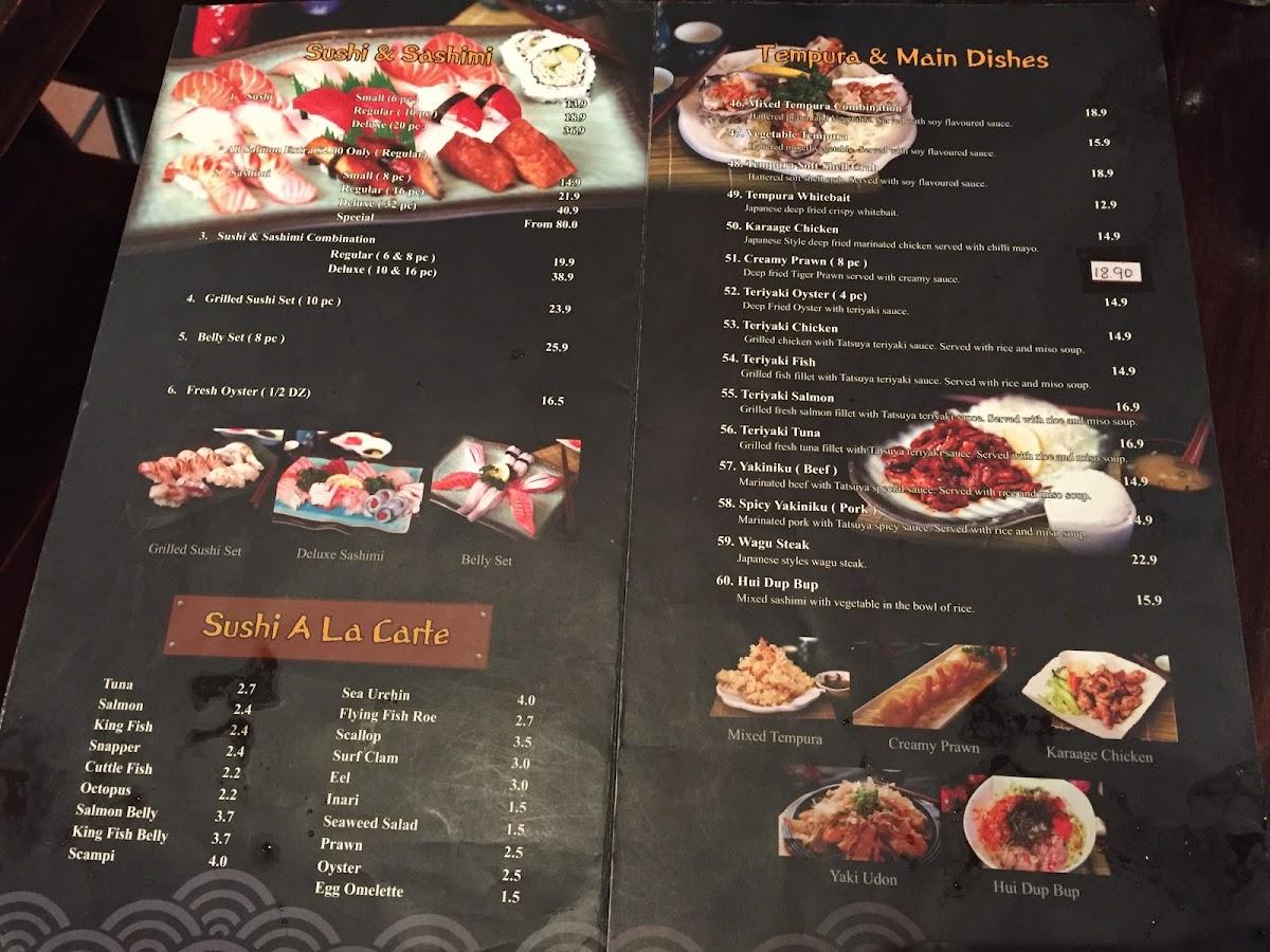 Menu at Tatsuya West Ryde restaurant, West Ryde