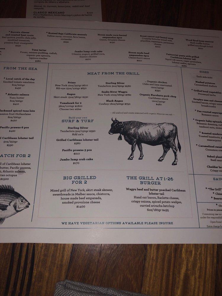 Carta de parrilla The Grill at 1-26- Grand Hyatt Playa del Carmen ...