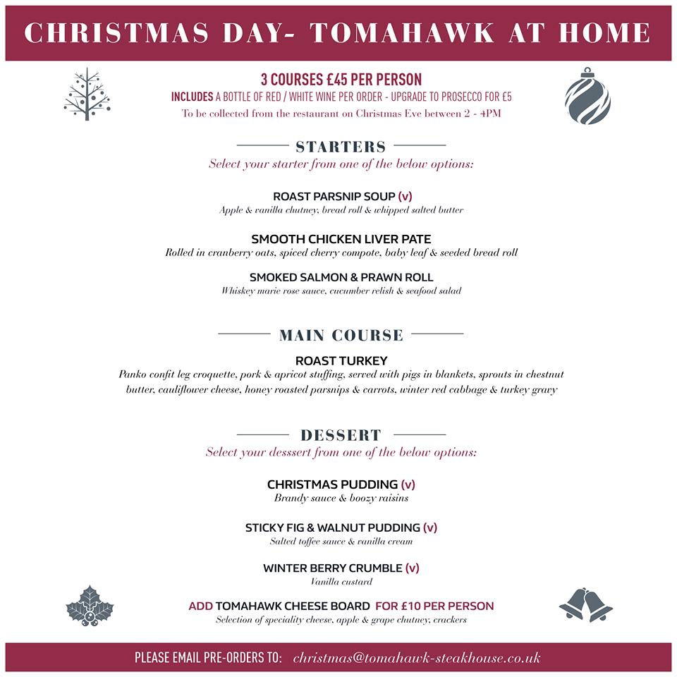 Menu at Tomahawk Steakhouse Darlington, Darlington