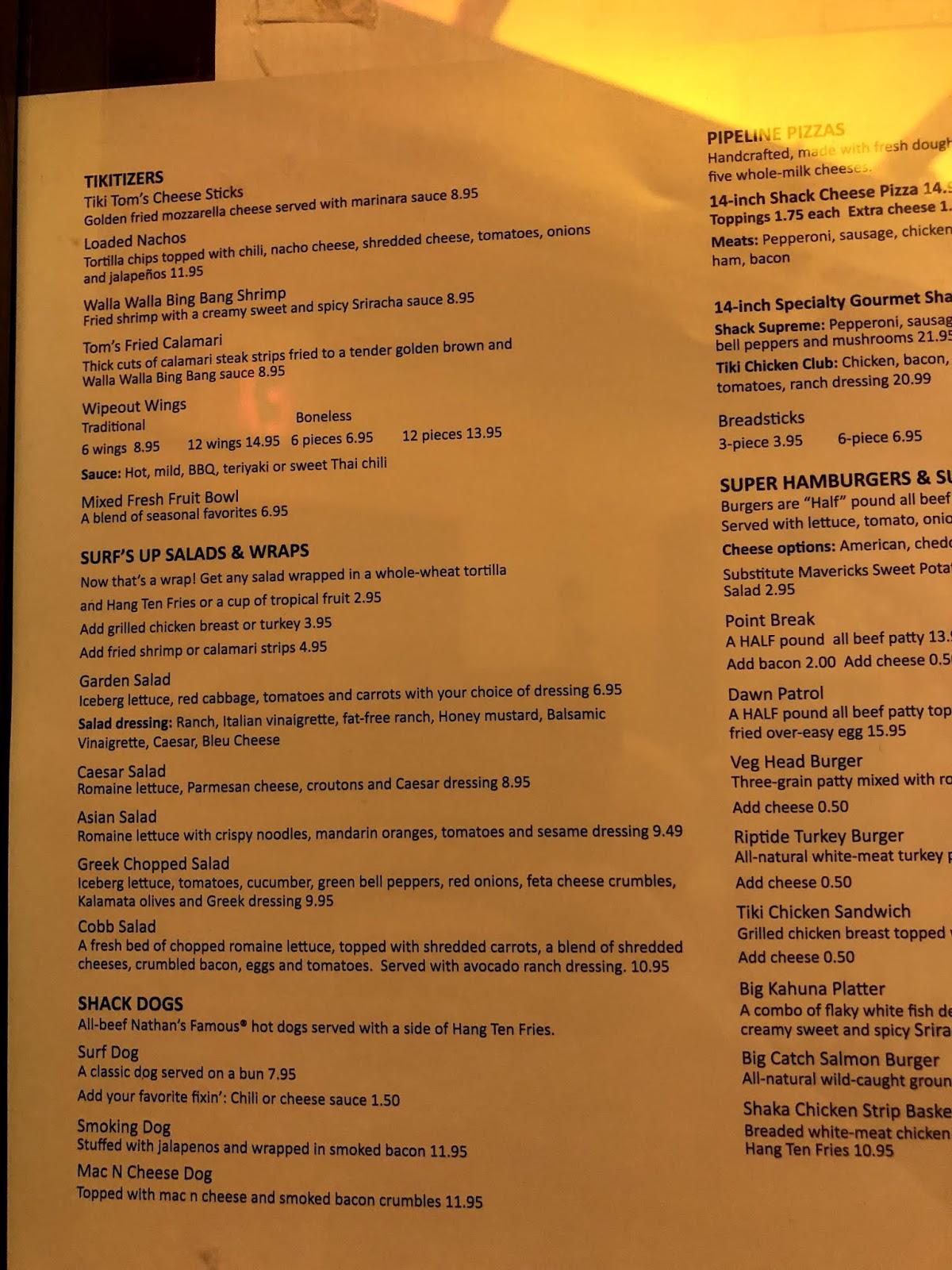 Menu at Azzula pub & bar, Orlando