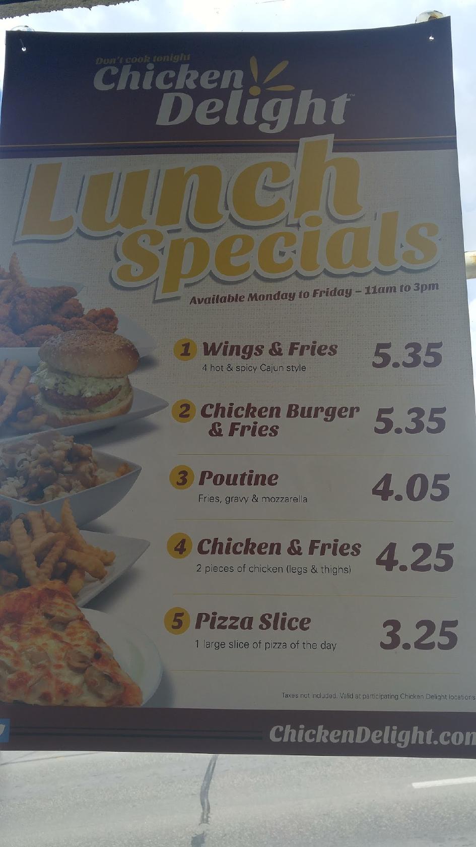 Menu at Chicken Delight Isabel St (Downtown) restaurant, Winnipeg, 129 ...