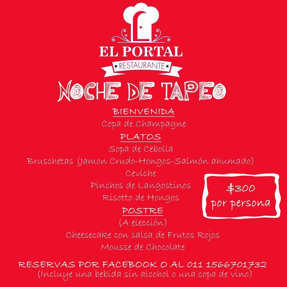 Menu at El Portal restaurant, Puerto Manzano