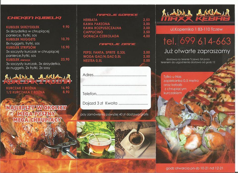 Menu at MAXX KEBAB pub & bar, Tczew
