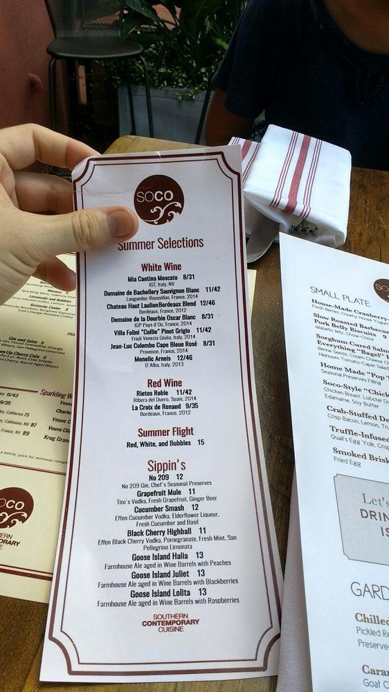 Menu at Soco Restaurant, Orlando