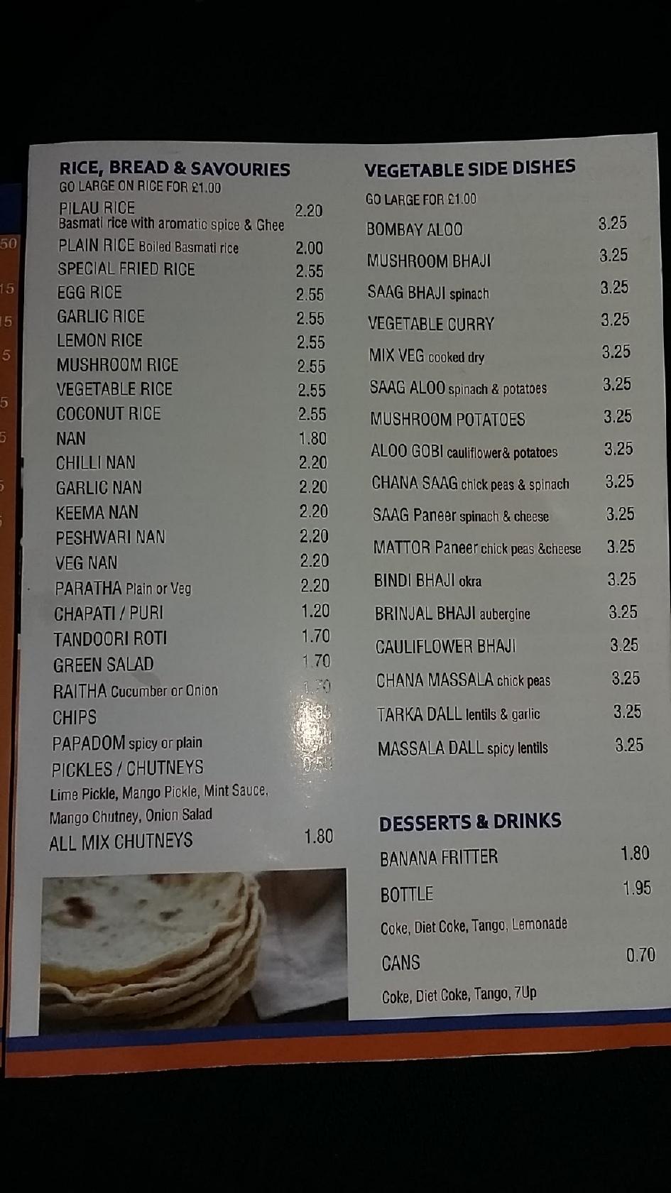 Menu at Spicy Indian fast food, Thornton Heath, 226 Bensham Manor Rd
