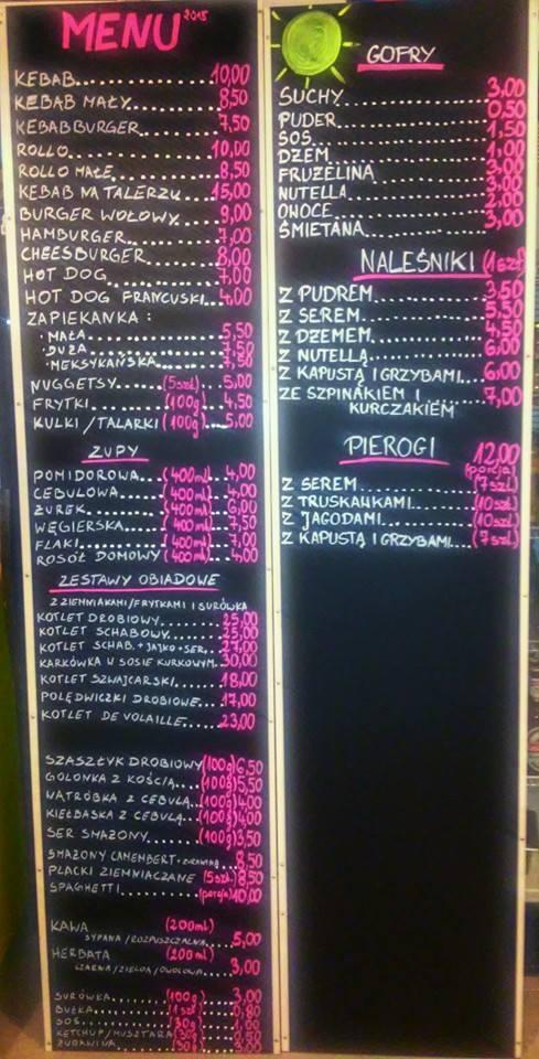 Menu at Bar u Kuby, Koronowo