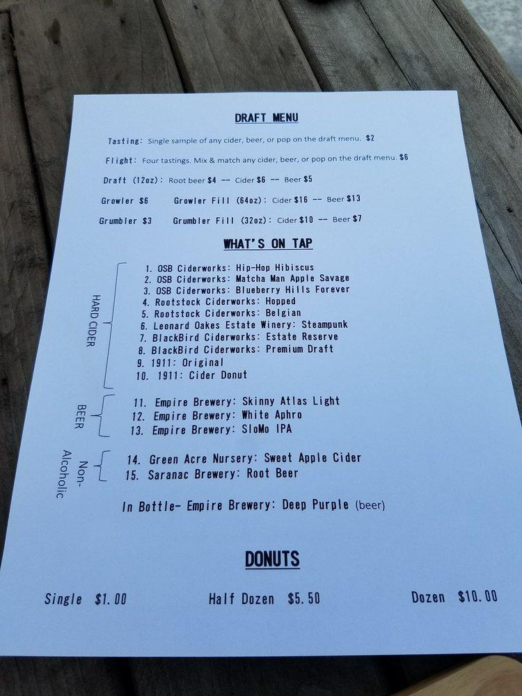 Menu at Blue Barn Cidery, Hilton