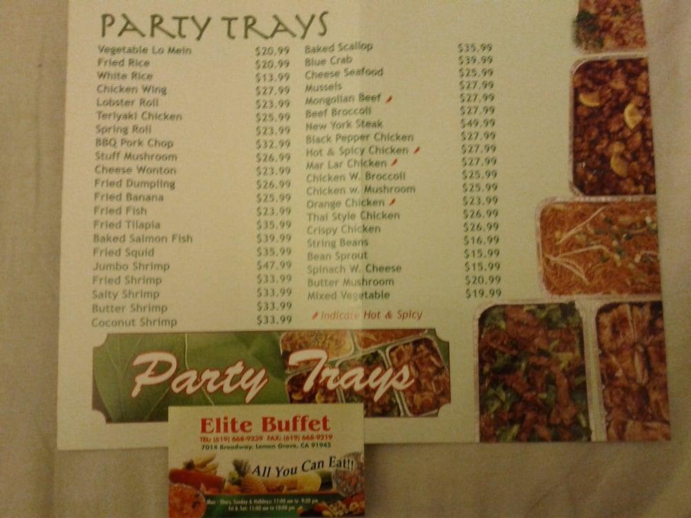 Menu at Elite Buffet restaurant, Lemon Grove