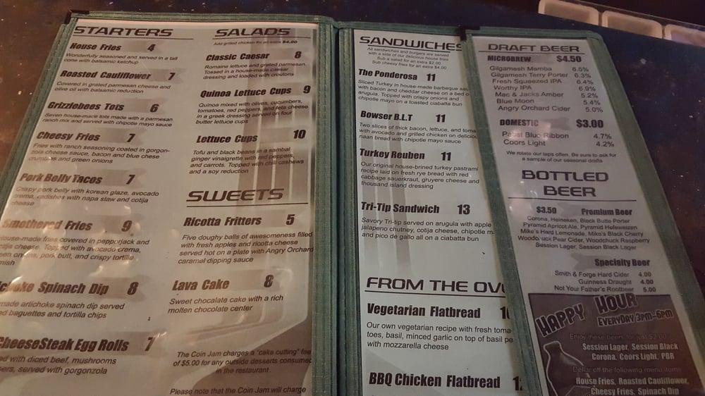 Carta del pub y bar The Coin Jam, Salem