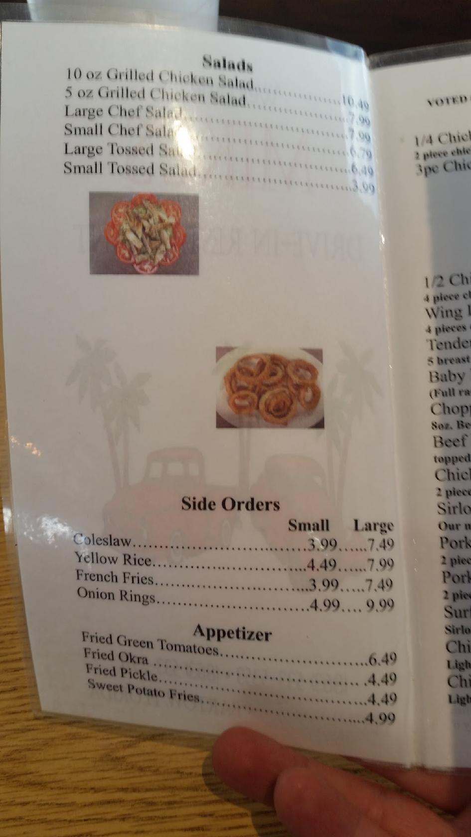 Menu at Mike's Drive-In fast food, Bartow