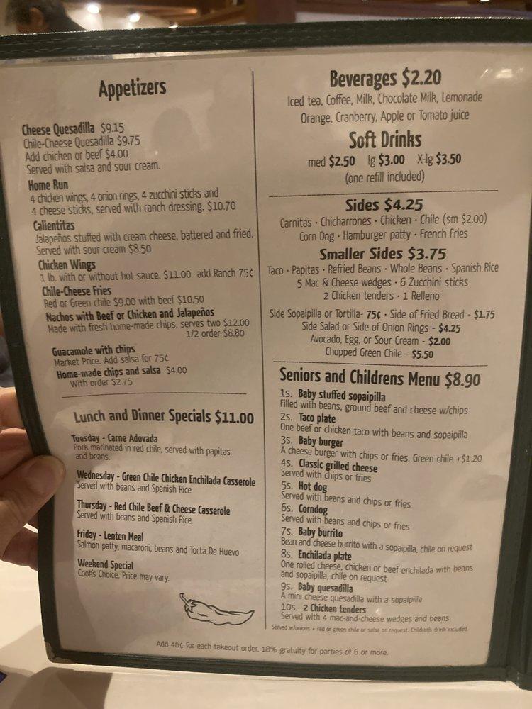 Menu at PC's Restaurant & Lounge, Santa Fe