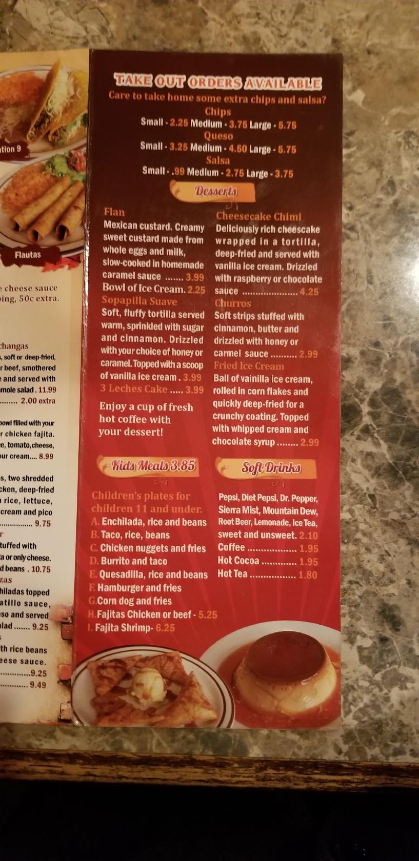 Menu at Señor Salsa restaurant, Skiatook, W Rogers Blvd