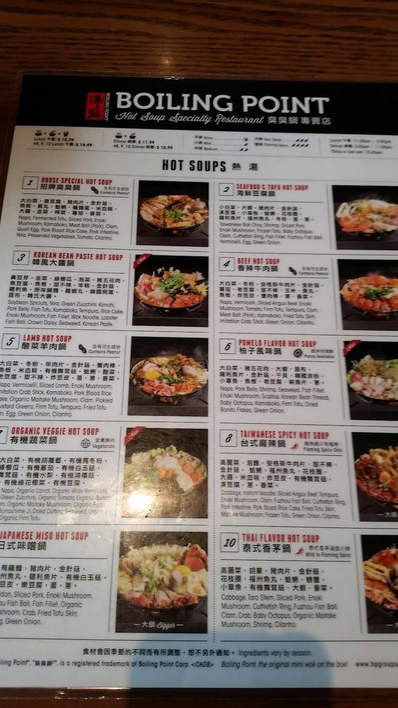 Menu at Boiling Point restaurant, San Gabriel