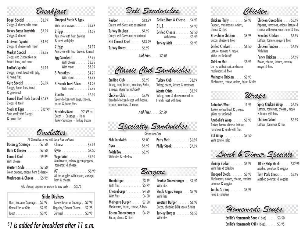 Menu at Main Gate Restaurant, Cleveland