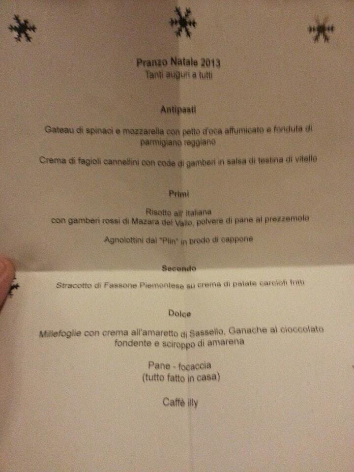 Menu da Il Tempo Ritrovato ristorante, Torino