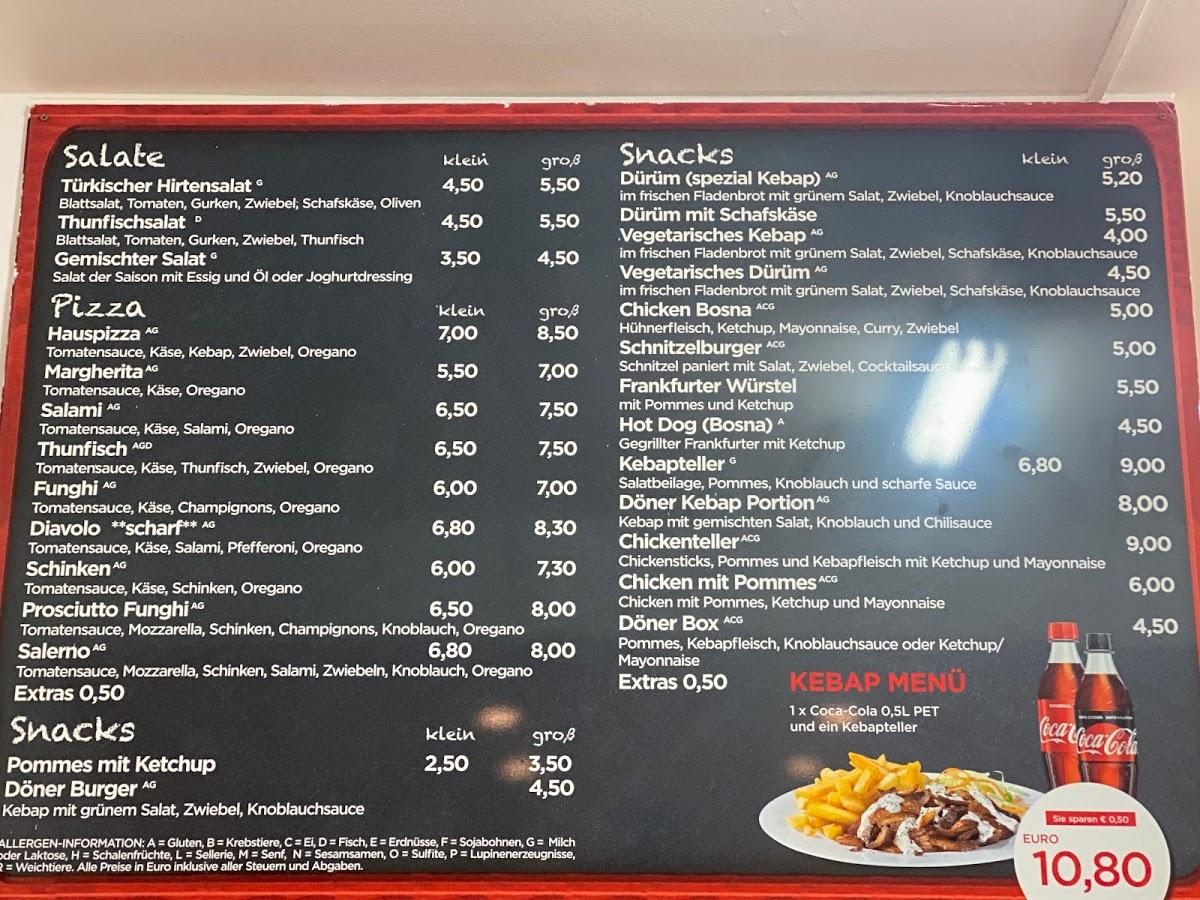 Menu at Warto imbiss restaurant, Volders
