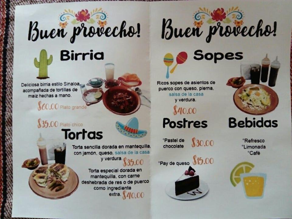 Menu at Buen Provecho restaurant, Colonia Anáhuac