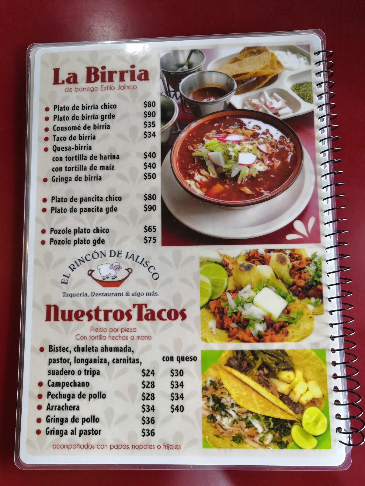 Carta del restaurante EL RINCON DE JALISCO, Ciudad del México, Av. Rio ...