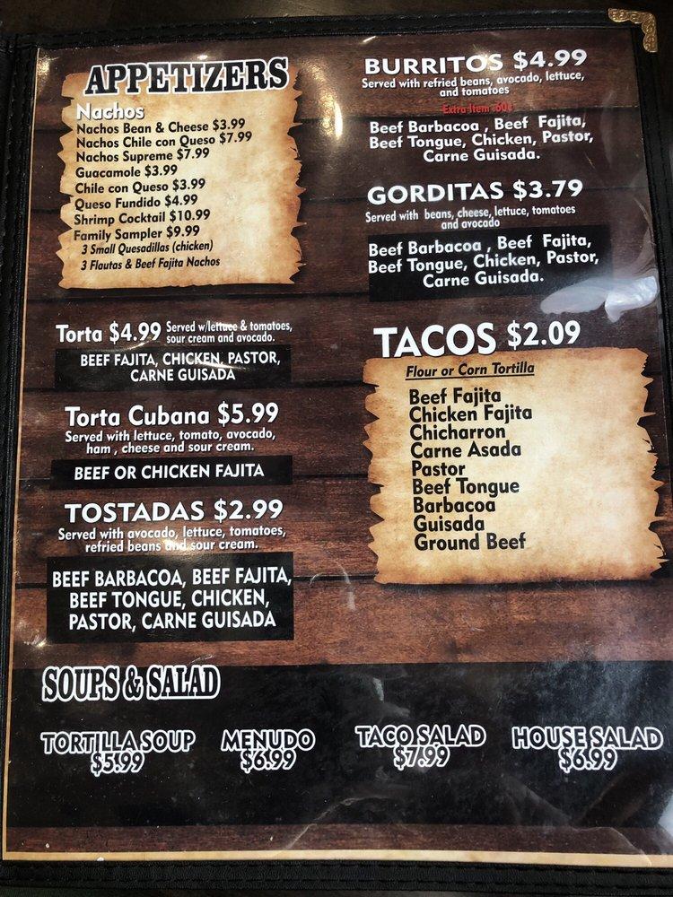Menu at El Corral Restaurant, Copperas Cove