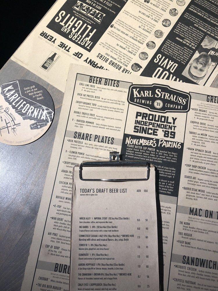 Menu at Karl Strauss Brewing Company pub & bar, Anaheim