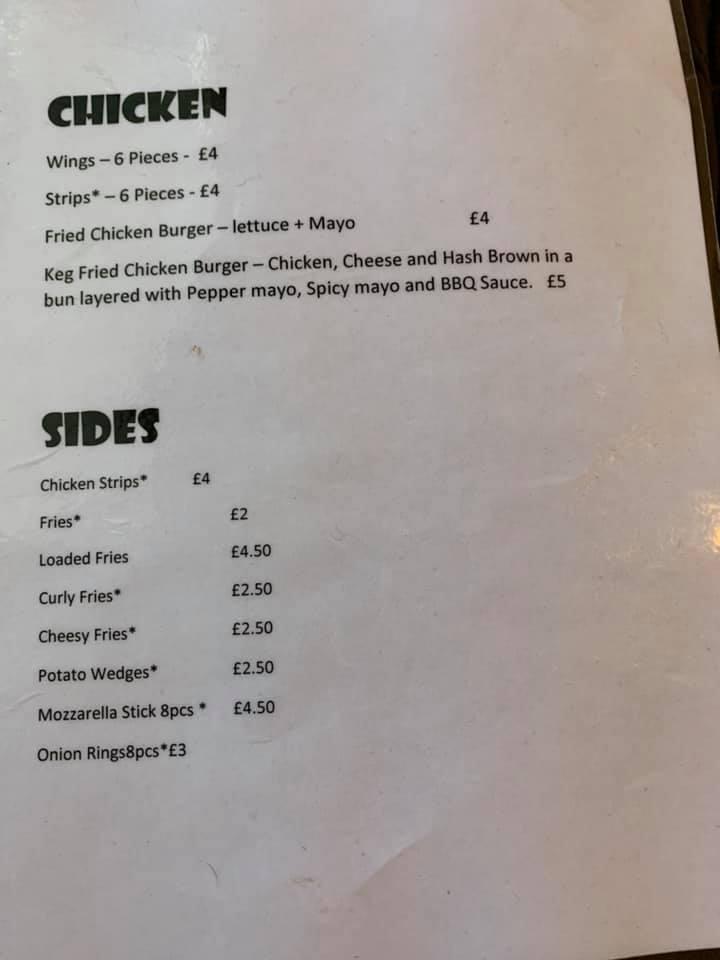 Menu at The Keg & Kitchen pub & bar, Grange-over-Sands
